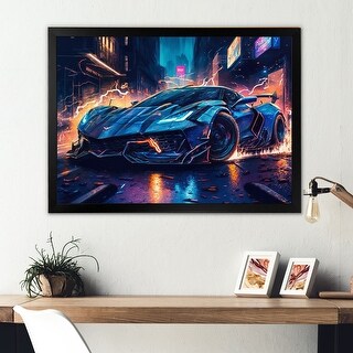 Designart "Blue And Black Exotic Car Velocity Ii" Exotic Car Framed ...