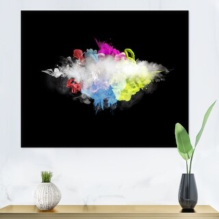 Designart "White Smoke With Vibrant Colours I" Modern Canvas Wall Art ...