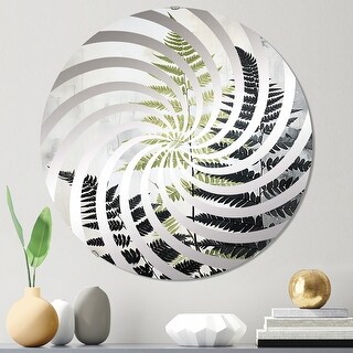 Designart "Black Ferns Serene Retreat I" Ferns Black Wall Mirror ...
