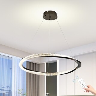Modern LED Ring Chandelier Dimmable Circular Pendant Light with Remote ...