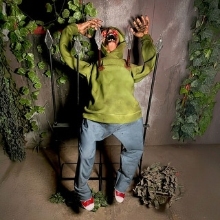 Haunted Hill Farm 4.4 ft Voice-Sensor Impaled Zombie Halloween ...