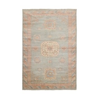 Hand Knotted Afghan Oushak Mint Wool Traditional Oriental Area Rug - 6 ...