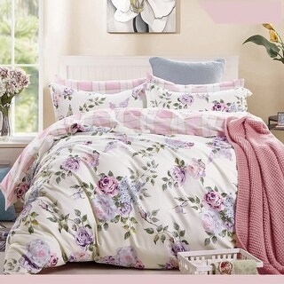 3pc Twin Size Cotton Bedding Set Rose Pink Purple - Bed Bath & Beyond ...