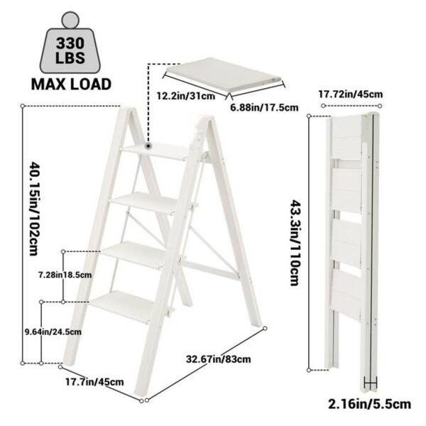 4 Step Aluminum Portable Lightweight Ladder for Kitchen - Bed Bath ...