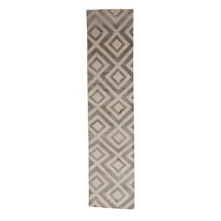 Wahi Rugs Modern Diamond Design Wool/silk Hand Knotted Rug 2.6x12.0 - 2 ...