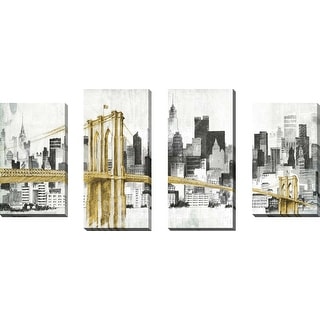 "New York Skyline I Yellow Bridge" Print on Canvas Set of 4 - Bed Bath ...