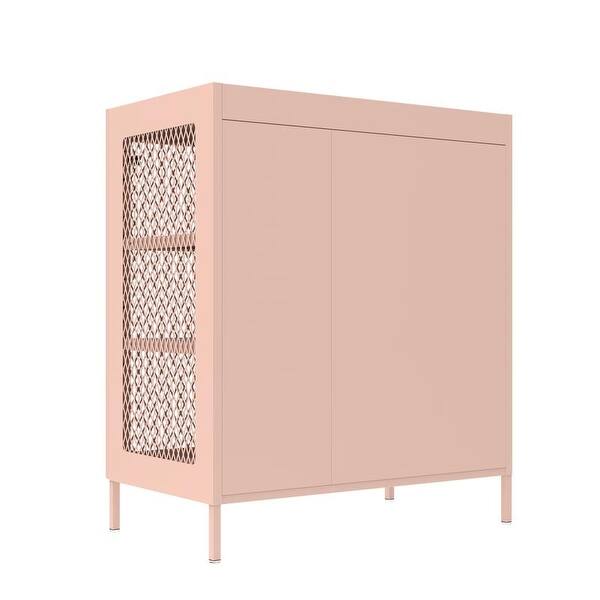 2 Door Steel Pink Storage Cabinet, Accent Storage Locker with Six ...