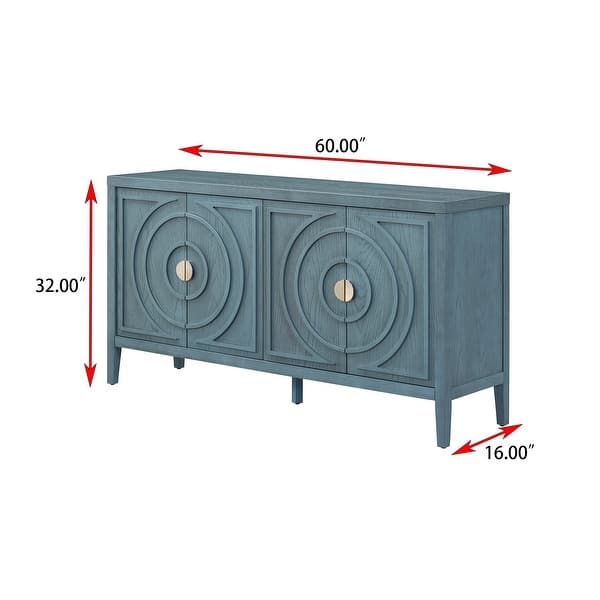 Side Cabinet with Circular Groove Design and Round Metal Door Handle ...