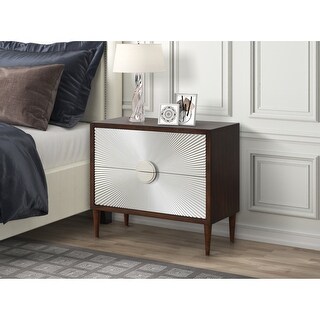 Accent Table Nightstand in Silver & Walnut - Bed Bath & Beyond - 35439630