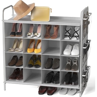 4-Tier 16-Cube Shoe Organizer Rack, Gray - Bed Bath & Beyond - 42576958