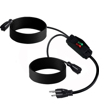 2 Way Extension Cord w/On/Off Switch 3 Prong Extension Cord Splitter ...