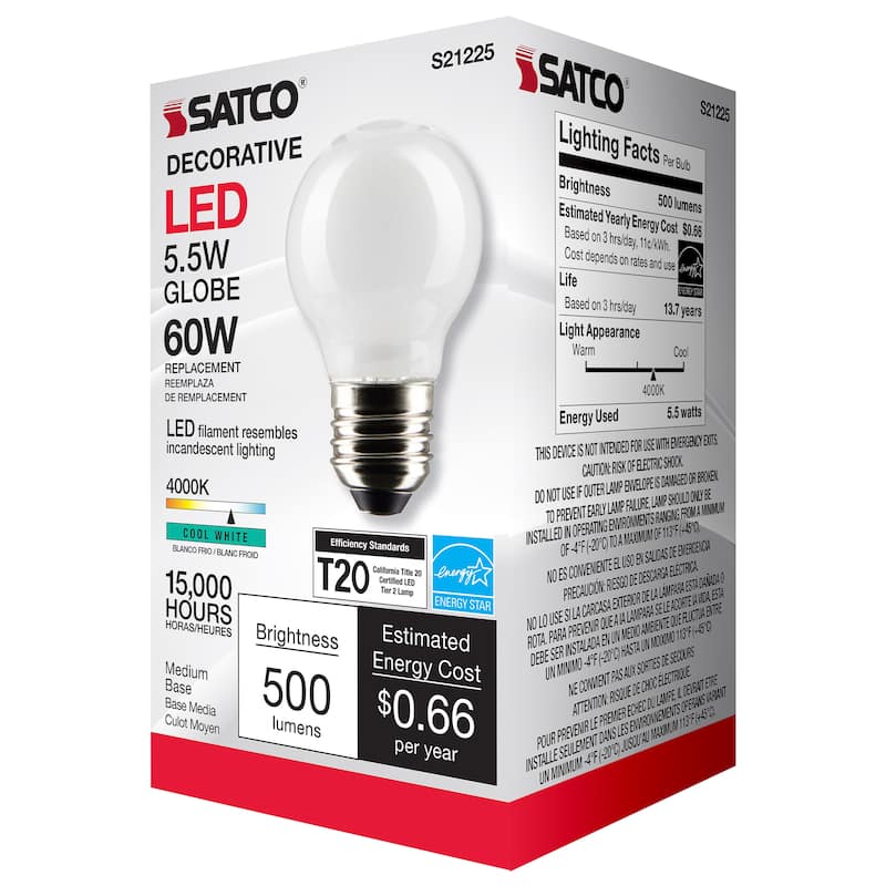 5.5 Watt G16.5 LED - White - Medium base - 90 CRI - 4000K - 120 Volt ...