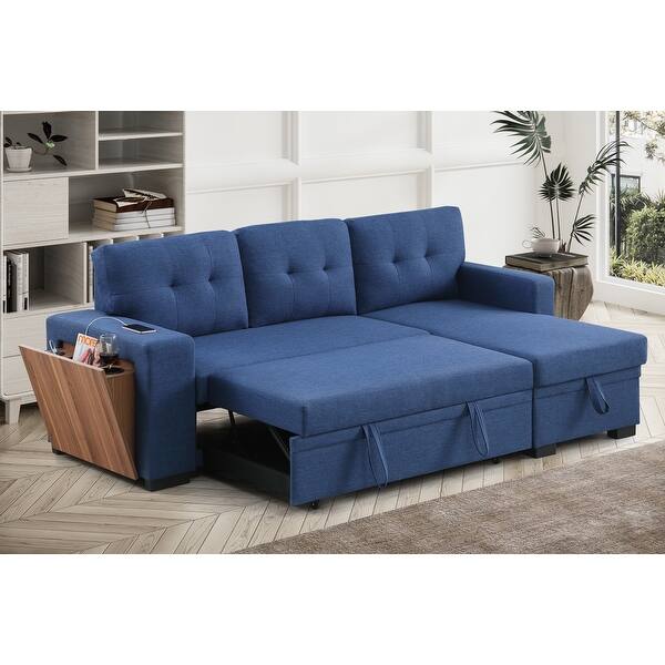 3 - Piece Upholstered Pull-out Sectional Sofa L Shape Modular Sofa ...