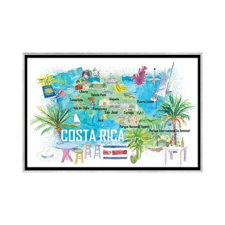 iCanvas "Costa Rica Illustrated Travel Map With Roads And Highlights ...