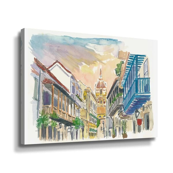 Cartagena Colonial Street Scene In Colombia Gallery Wrapped Canvas ...