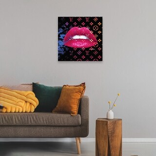 FASHION GLAM SPARKLING PINK LIPS - 14"x14" Canvas Artwork - Bed Bath ...