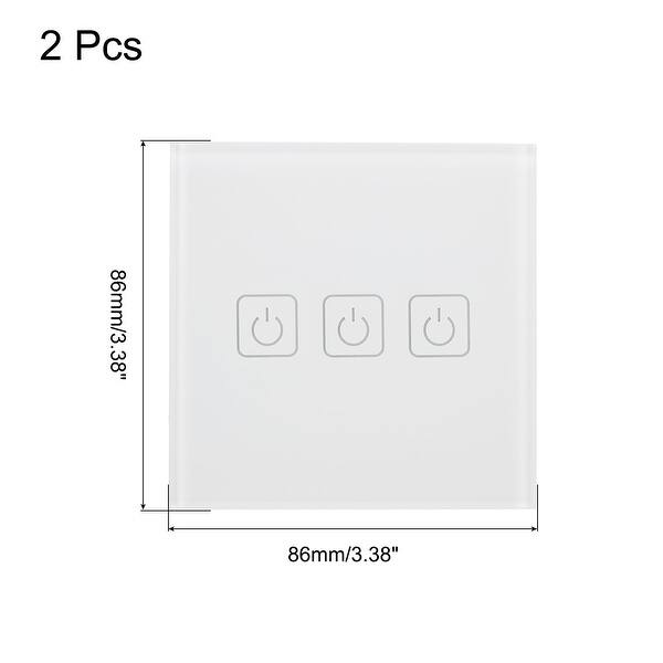 Touch Lamp Switch 3 Gang 1 Way Tempered Glass Panel White Pack of 2 ...