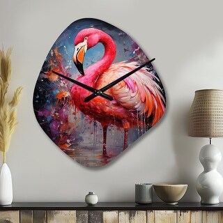 Fuchsia Flamingo Intense Art deco - Flamingo Large Wall Clocks - Animal ...