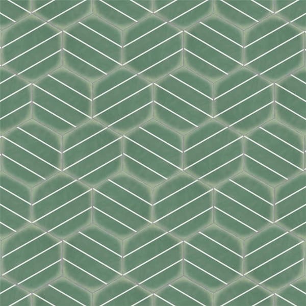 Merola Tile Palm Linear Hex Green 6" x 7" Porcelain Floor and Wall Tile ...