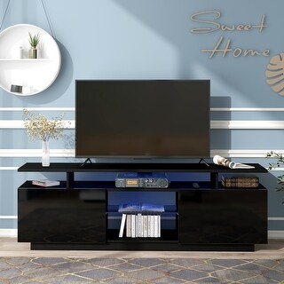 Modern Luxur TV Console TV Stand with 16-Color LED Lights Entertainment ...