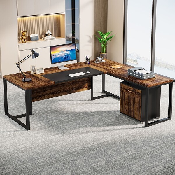 70.8 Executive Desk with 55 File Cabinet Large L Shaped Office Computer Desk On Sale Bed Bath Beyond 36960999