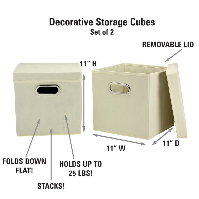 Household Essentials Natural Tan 11-inch Storage Cubes (Pack of 2) - On ...