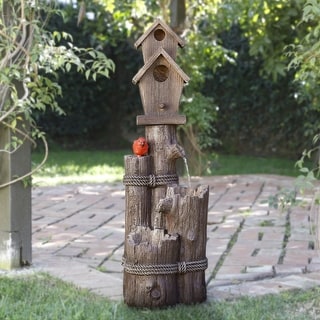 35-Inch Fountain and Birdhouse with Cardinal Figurine - Bed Bath ...
