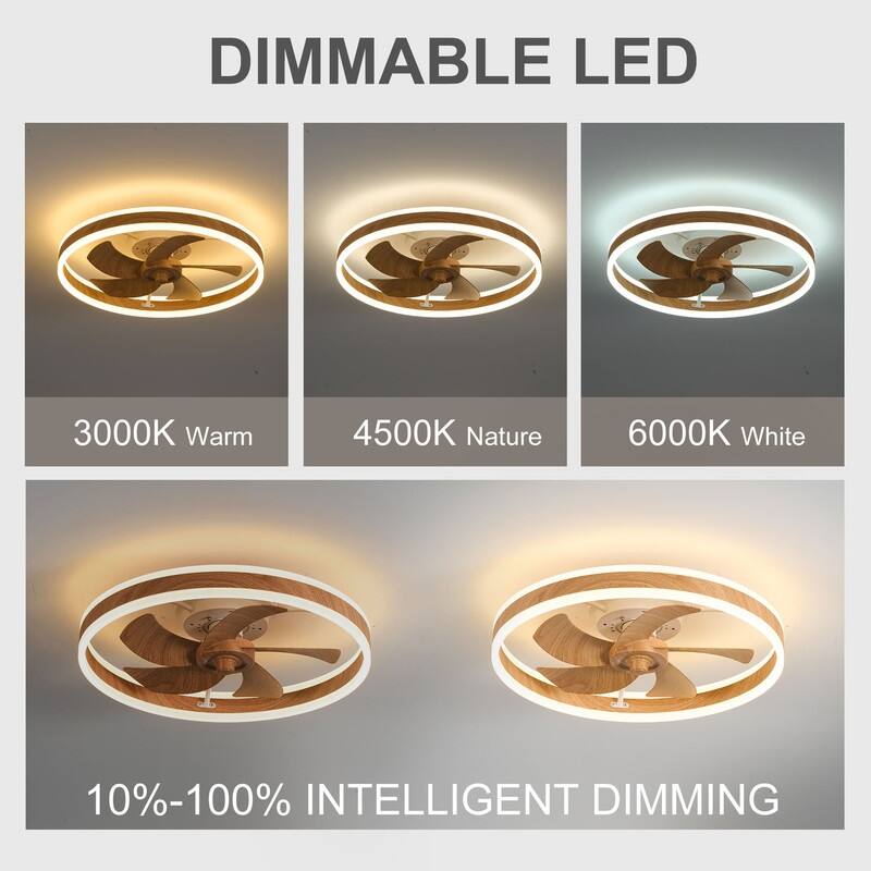 20 in. Indoor Integrated LED Ceiling Fan with Light Flush Mount Low ...