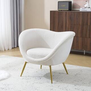 Velvet Accent Chairs, Curved Back Arm Chairs, Cream White Single Sofa ...