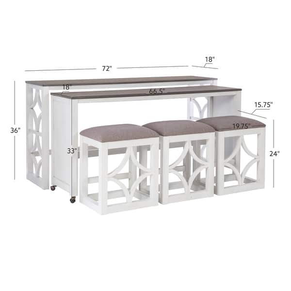Crewson Wood 2-Piece Nesting Rolling Console with 3 Stools - Bed Bath ...
