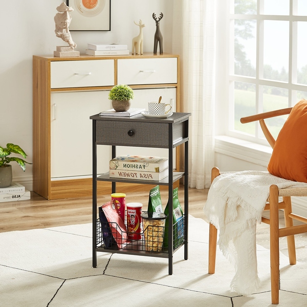 27.5 Tall Nightstand with 1 Drawer and Open Storage Shelf Metal Frame and Fence Sofa End Table Set of 2 On Sale Bed Bath Beyond 36358240