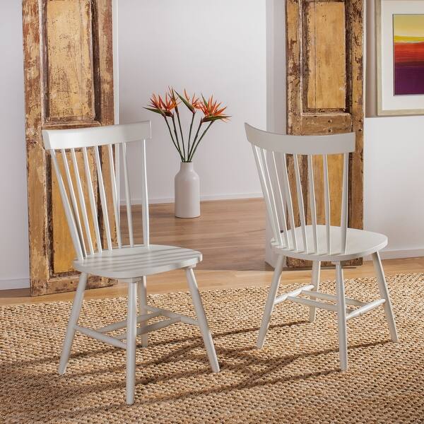 SAFAVIEH Dining Country Lifestyle Spindle Back Off White Dining Chairs (Set of 2) - 20.5" x 21 ...