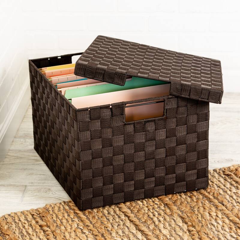 Honey-Can-Do Espresso Large Woven File Box - Overstock - 10675873