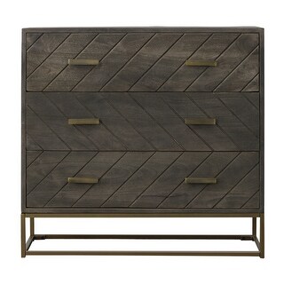 Roy 32 Inch 3 Drawer Mango Wood Dresser Chest Rustic Bronze Metal Frame ...