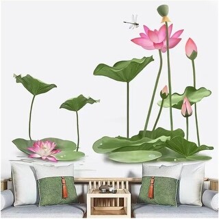 Lotus Flower Wall Stickers, Self-Adhesive Wallpaper, Wall Decals - Bed Bath & Beyond - 42982347