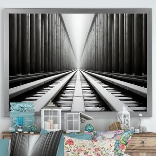 Designart "Train Minimalist Tracks I" Transportation Framed Wall Art ...
