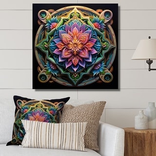 Designart "White And Gold Mandala V" Boho Mandala Wall Art For Living ...