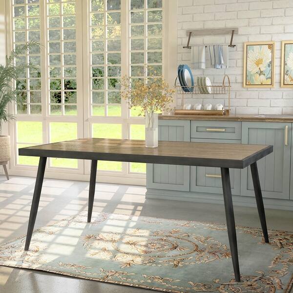 Macon Mid-Century Modern Grey Metal 6-Piece Dining Table Set with Bench ...