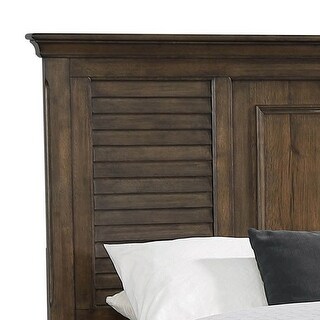 Eli King Platform Bed, Shutter Headboard, 2 Drawer Footboard, Oak Brown ...