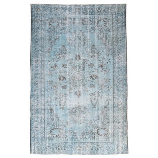 ECARPETGALLERY Hand-knotted Color Transition Light Blue Wool Rug - 6'1 ...