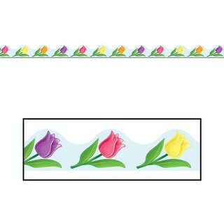 144 Colorful Spring Easter Tulip Flowers Bulletin Board Border Trim ...