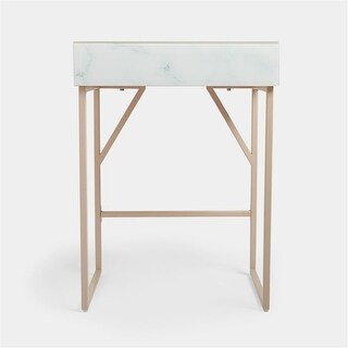Tempered Glass Marble Pattern Small Makeup Table - Bed Bath & Beyond ...