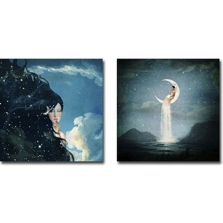 Lady Night & Moon River Lady by Paula Belle Flores 2-pc Gallery Wrapped ...