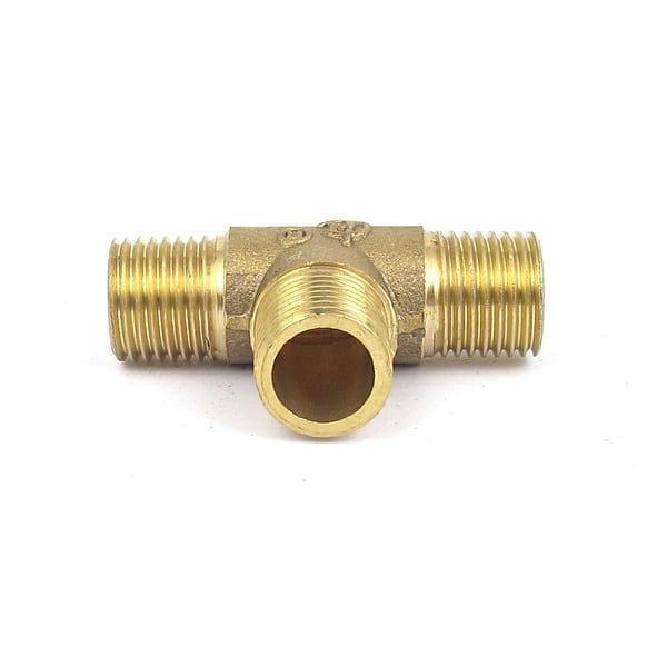 2 Pcs Brass 1/4BSP Thread Equal 3 Way T Shaped Tee Connectors Adapters ...
