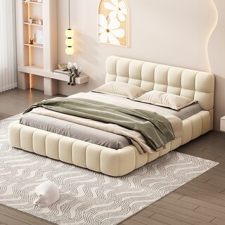 Queen Size Low Platform Bed Lazzy Upholstered Bed Grounded Bed - Bed ...