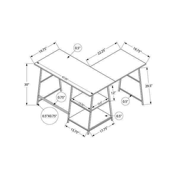 48 Inch Grey L Shaped Computer Desk with Industrial Metal Shelves - Bed ...