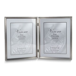 Curata Pewter Portrait Hinged Brushed and Beaded 8x10 Double Photo ...