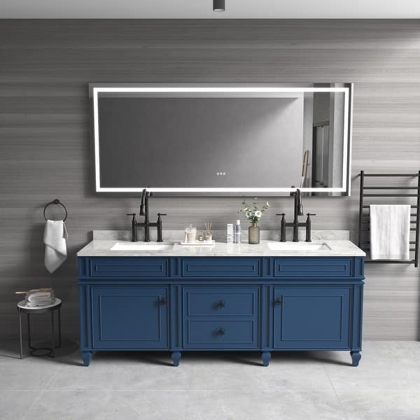 84 x 32 inch Bathroom Vanity Mirror Wall Mounted Anti-Fog Dimmable ...