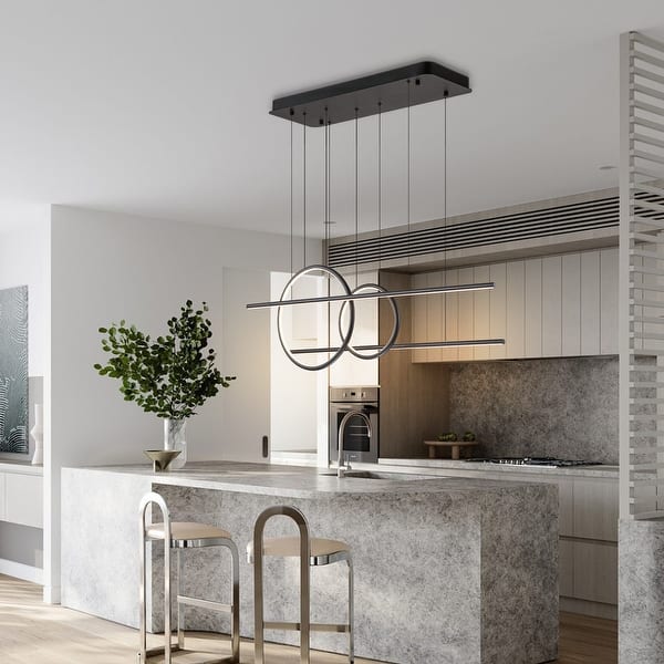 41.34 in. Integrated LED Modern Kitchen Island Linear Pendant Light ...