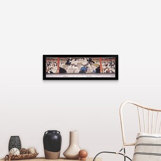"Sumo wrestling mural on a wall, Ryogoku Kokugikan" Black Framed Print ...